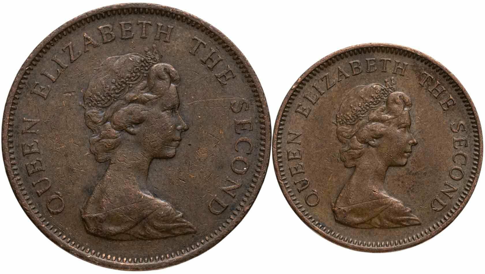 Джерси набор монет 1980 2 штуки, Бронза, в сохранности VF-XF