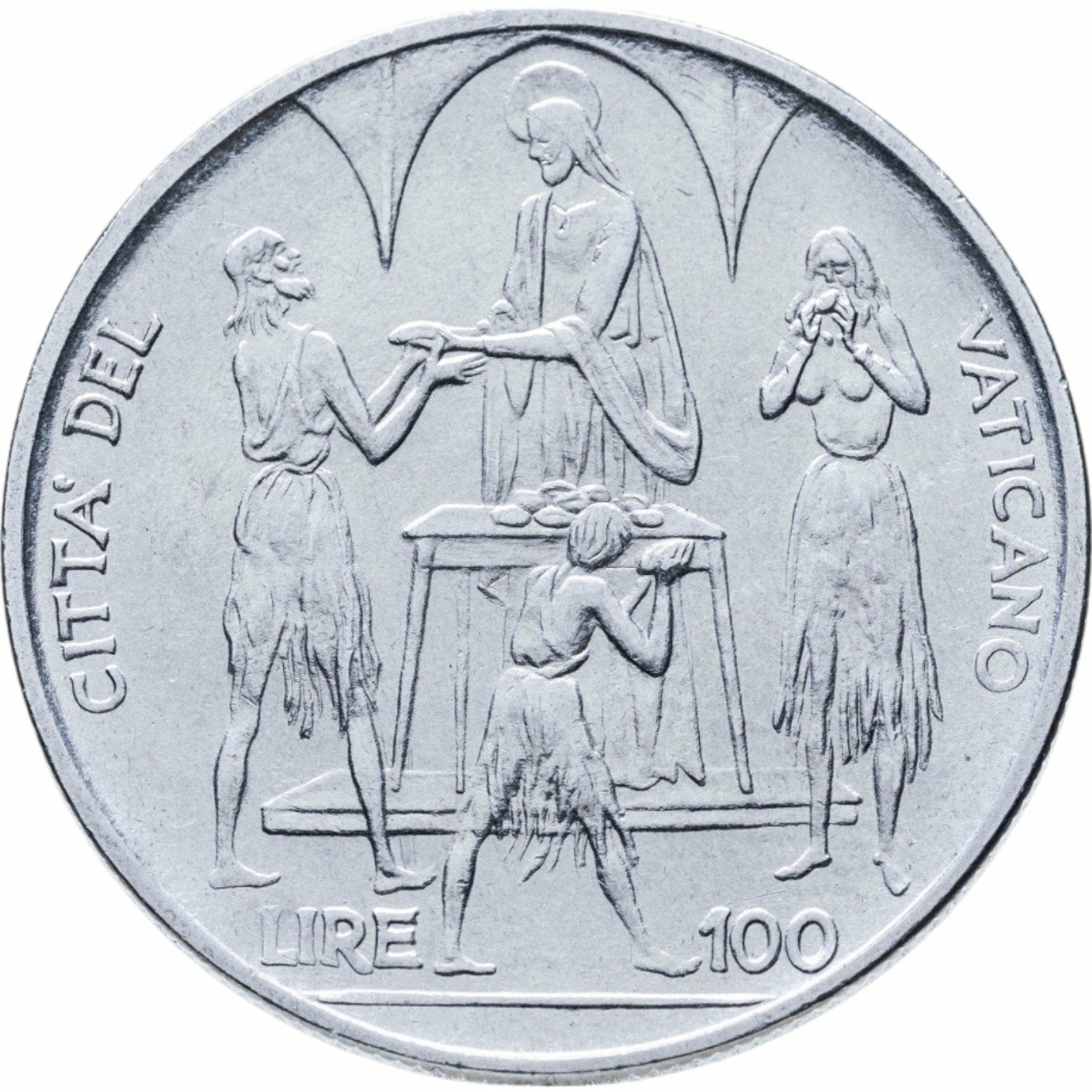 Ватикан 100 лир lire 1968, Сталь, в сохранности UNC