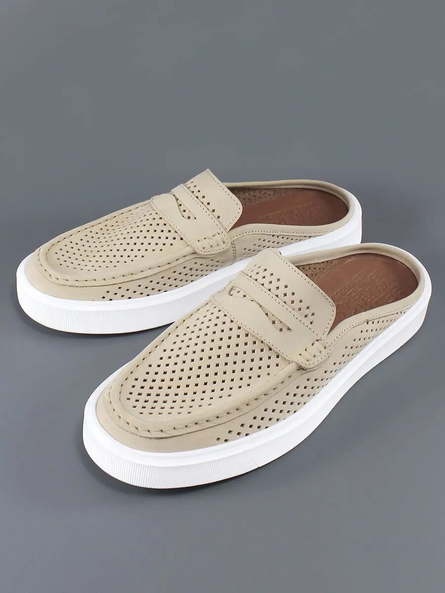 Лоферы сабо замшевые кожаные на высокой подошве