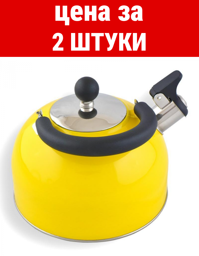 Комплект 2 шт, чайник нерж 2.5Л желтый катунь