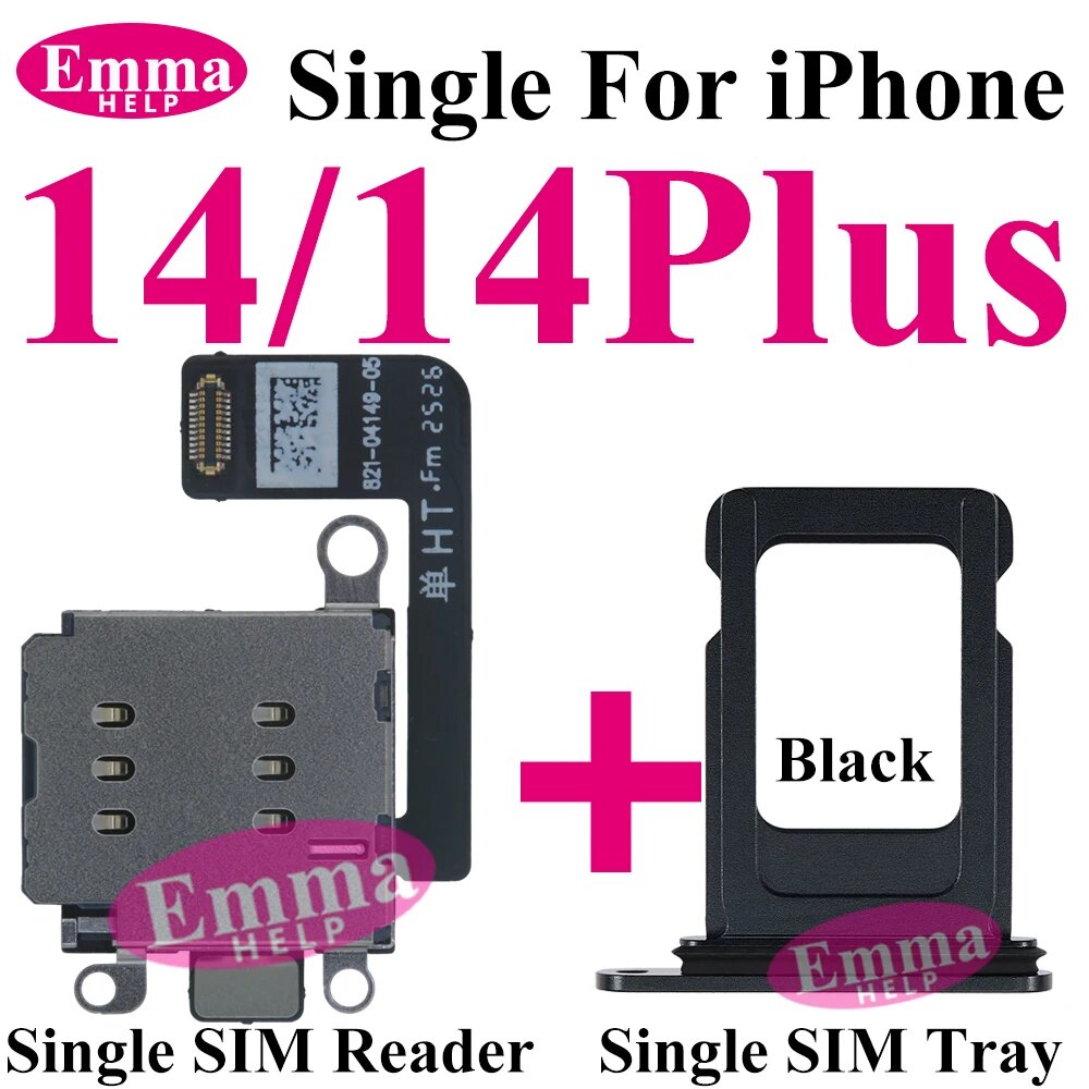 1 комплект с одним устройством чтения SIM-карт + держатель слота для лотка, разъем, гибкий кабель-адаптер для iPhone 11 12 13 Pro 14 Plus 15 Max XR XsMax Запчасти Single -14 14Plus