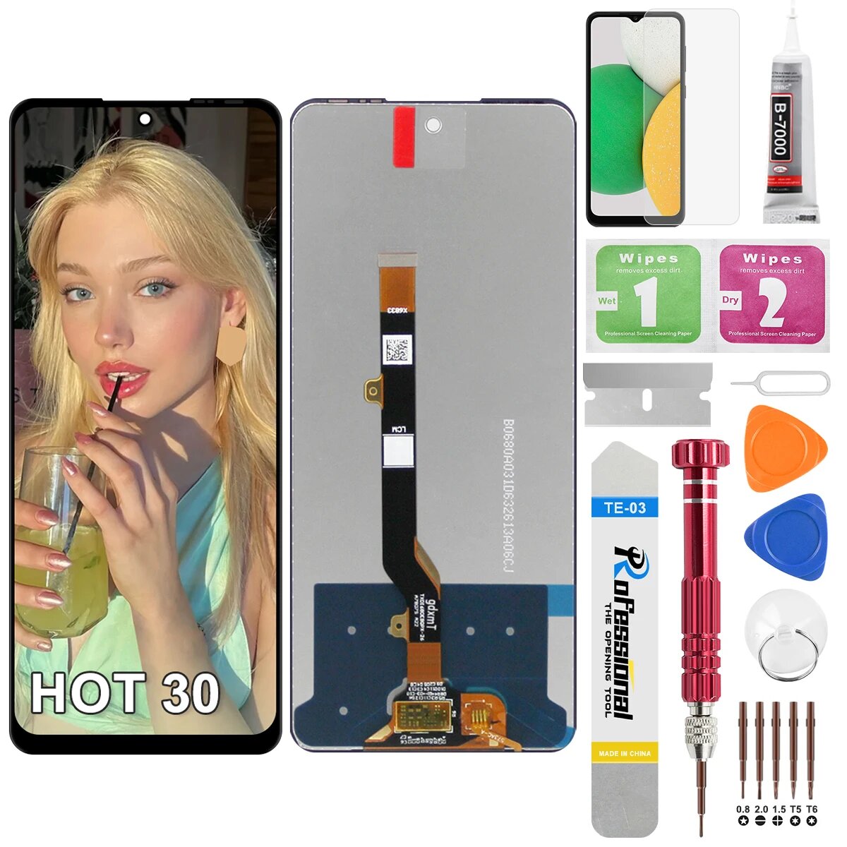 6,78 'для Infinix Hot 30 X6831 ЖК-дисплей, сенсорный экран, дигитайзер, панель в сборе, замена для Infinix Hot 30, ремонт ЖК-дисплея