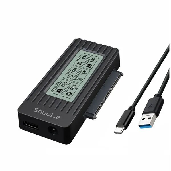 Чехол для жесткого диска ShuoLe USB 3.1, адаптер для жесткого диска 2,5/3,5 дюйма, интеллектуальный цифровой дисплей, кабель Easy Drive