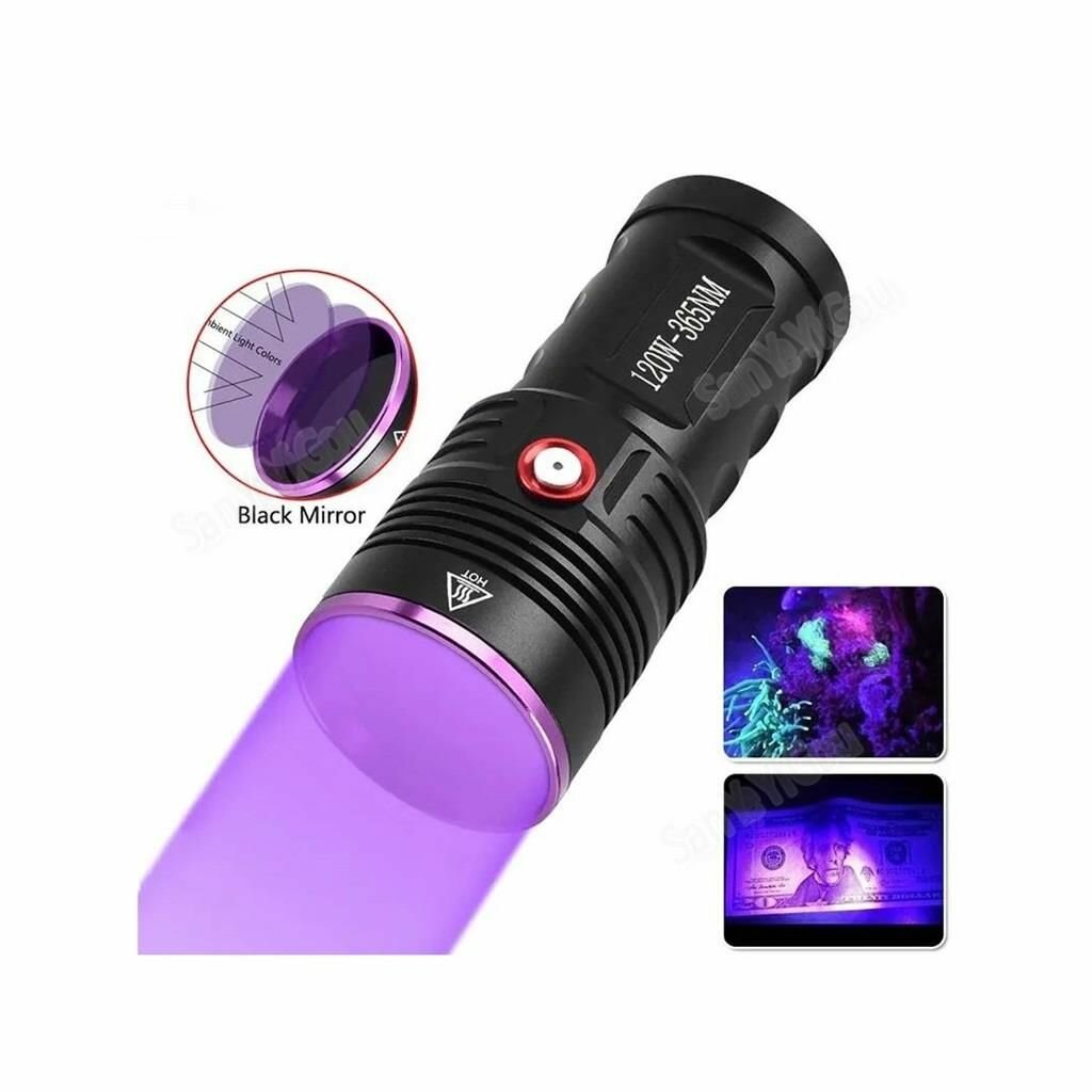 Лампа Вуда для животных 120W, 6-ядерная, 365 нм, USB зарядка, алюминиевый корпус