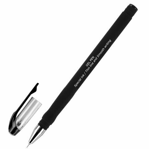 24 шт. Ручка гелевая BRAUBERG SPECIAL, черная, игольчатый узел 0,38 мм, тонкая линия письма 0,2 мм, 144246