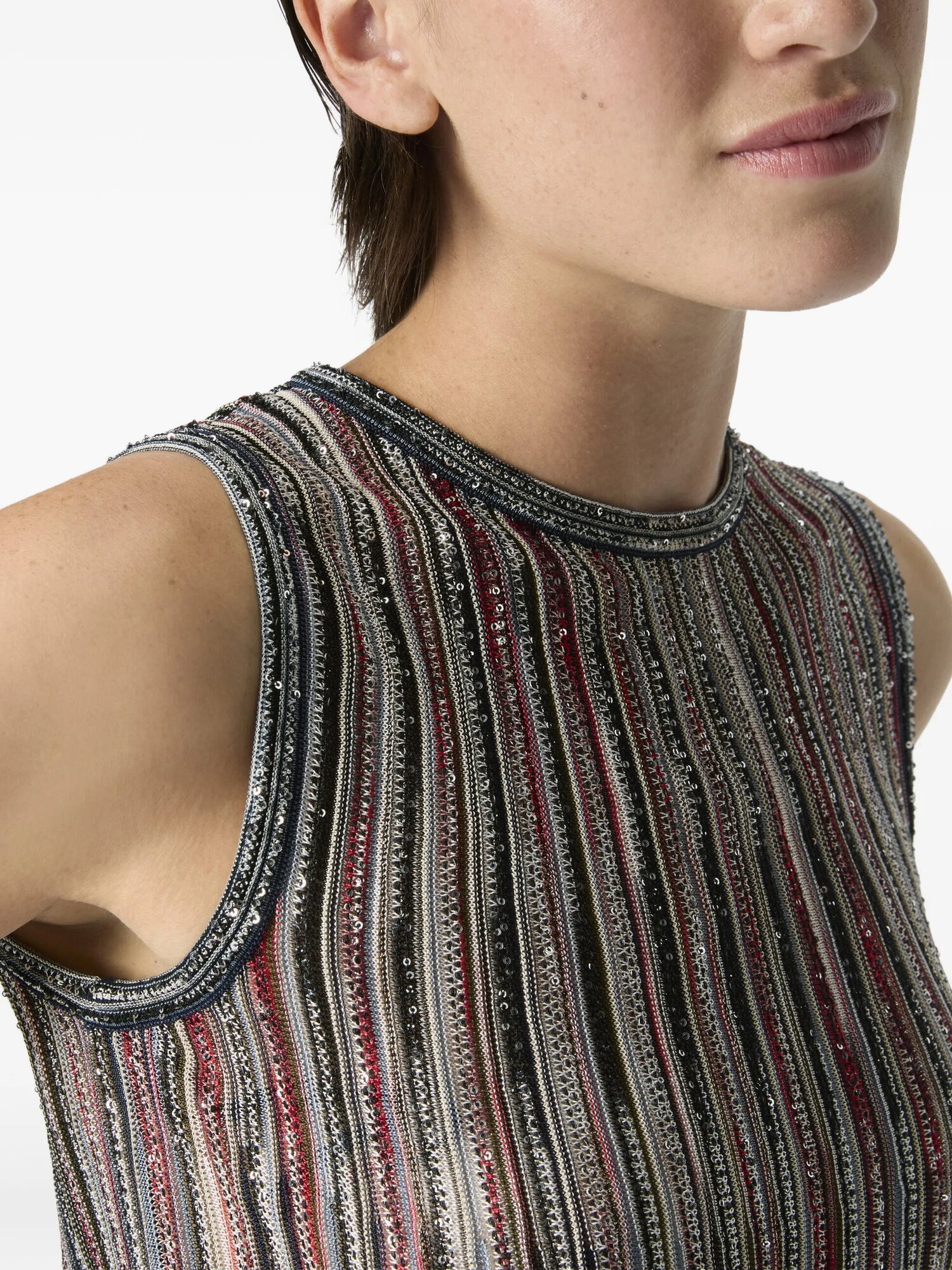Топ Missoni Striped sequin-embellished top, размер 42, серый — фото 1