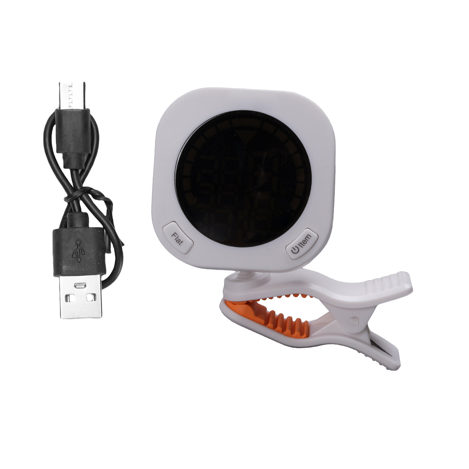 Насадка-тюнер для гитары, хроматического баса, скрипки, укулеле, портативный, с вращающимся цветным экраном, перезаряжаемый, универсальный аксессуар, белый.