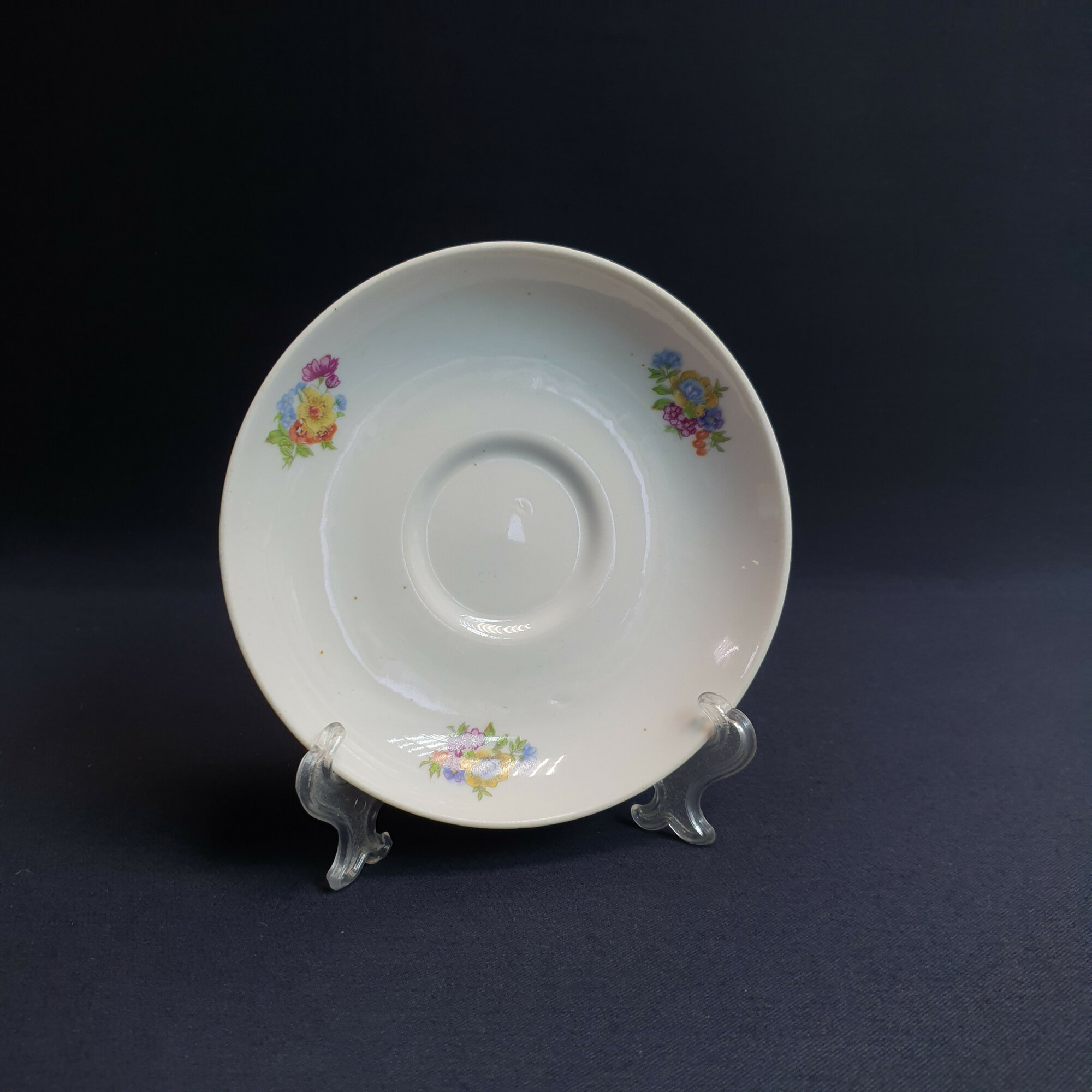 Блюдце Вербилки, фарфор деколь 125 мм, винтаж СССР