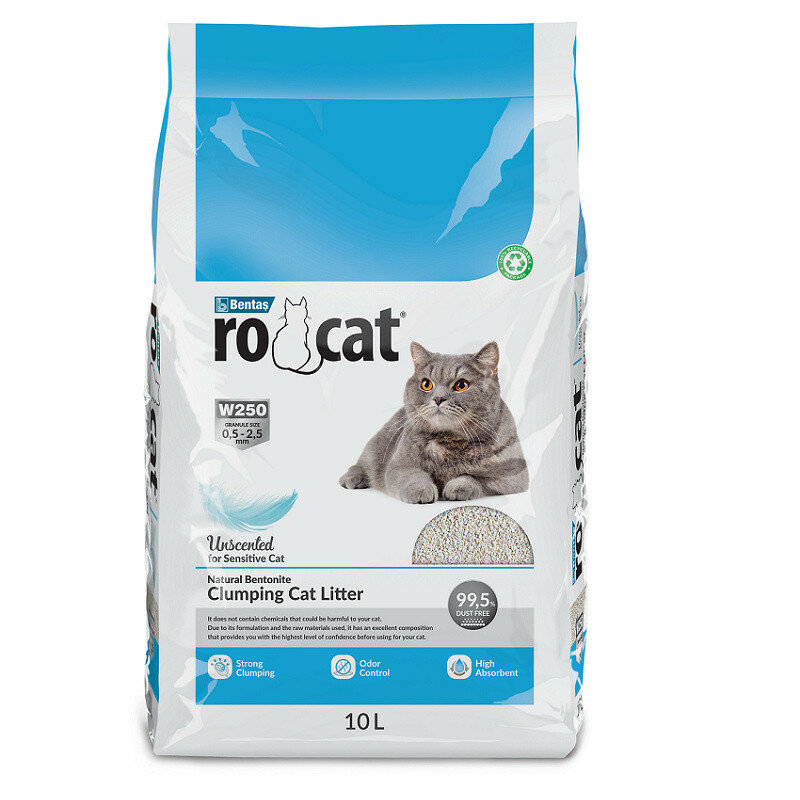 Ro Cat Unscented Наполнитель для туалета кошек, комкующийся, без ароматизатора, 10 л, 8.5 кг