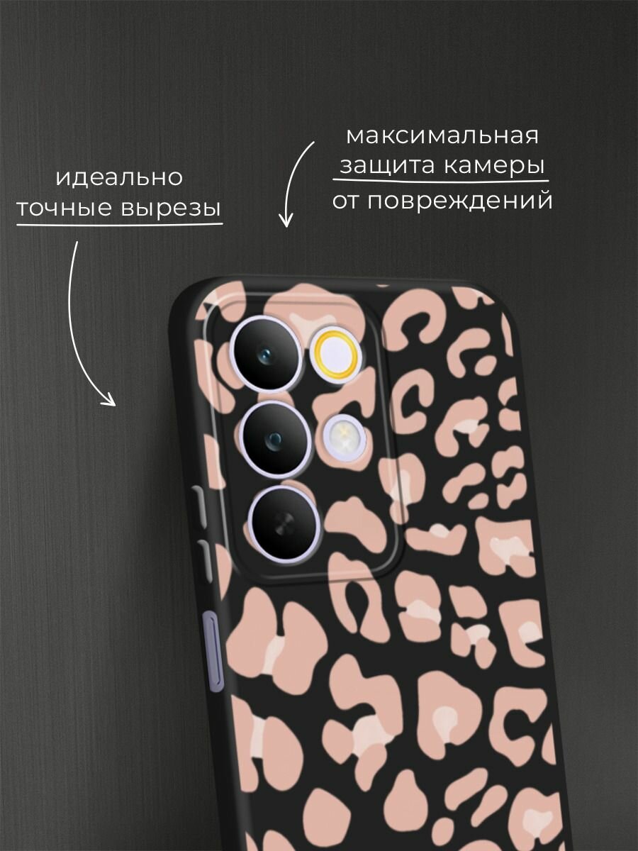 Черный матовый чехол на Realme C85 / Реалми C85 с принтом Паттерн бежевый леопард