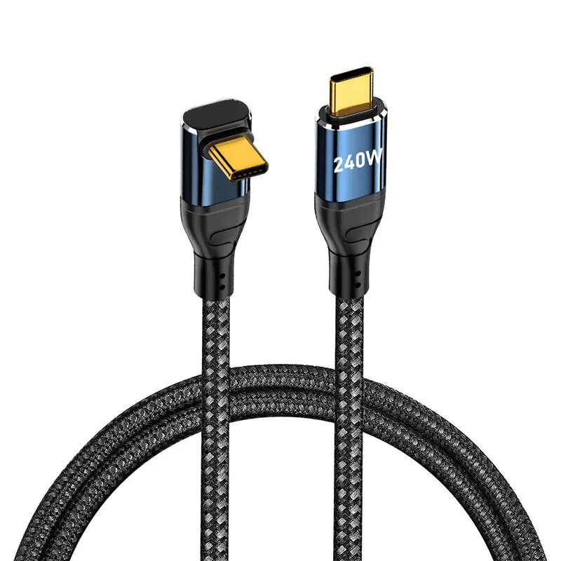 Кабель USB Type C — C PD 3.1 240 Вт, провод для быстрой зарядки для iPhone 15 Plus PS5, переключатель Samsung MacBook Pro 5A, кабель для быстрой зарядки, 3 м 3 м, 240W 3D elbow