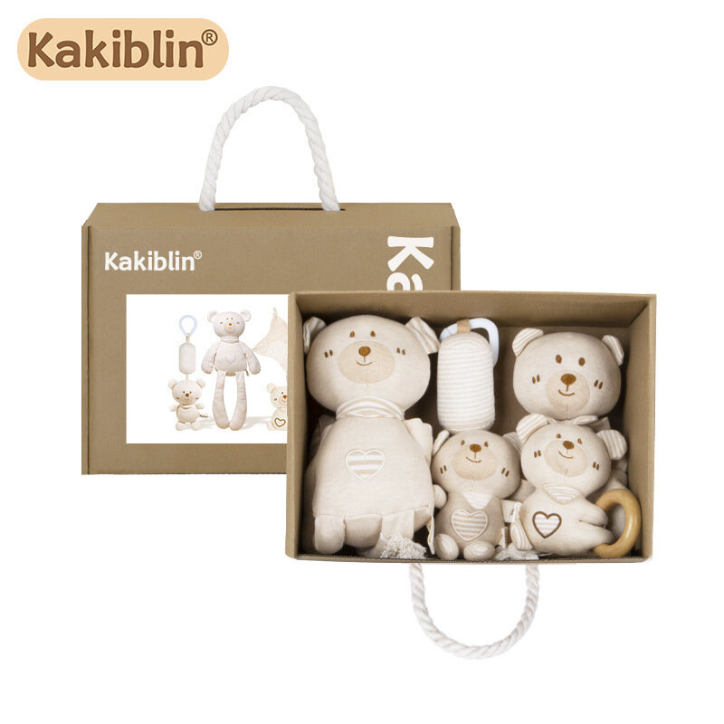 Набор подарков для новорожденных Kakiblin, успокаивающие игрушки из органического хлопка, успокаивающие принадлежности, подарок на полную луну и сто дней