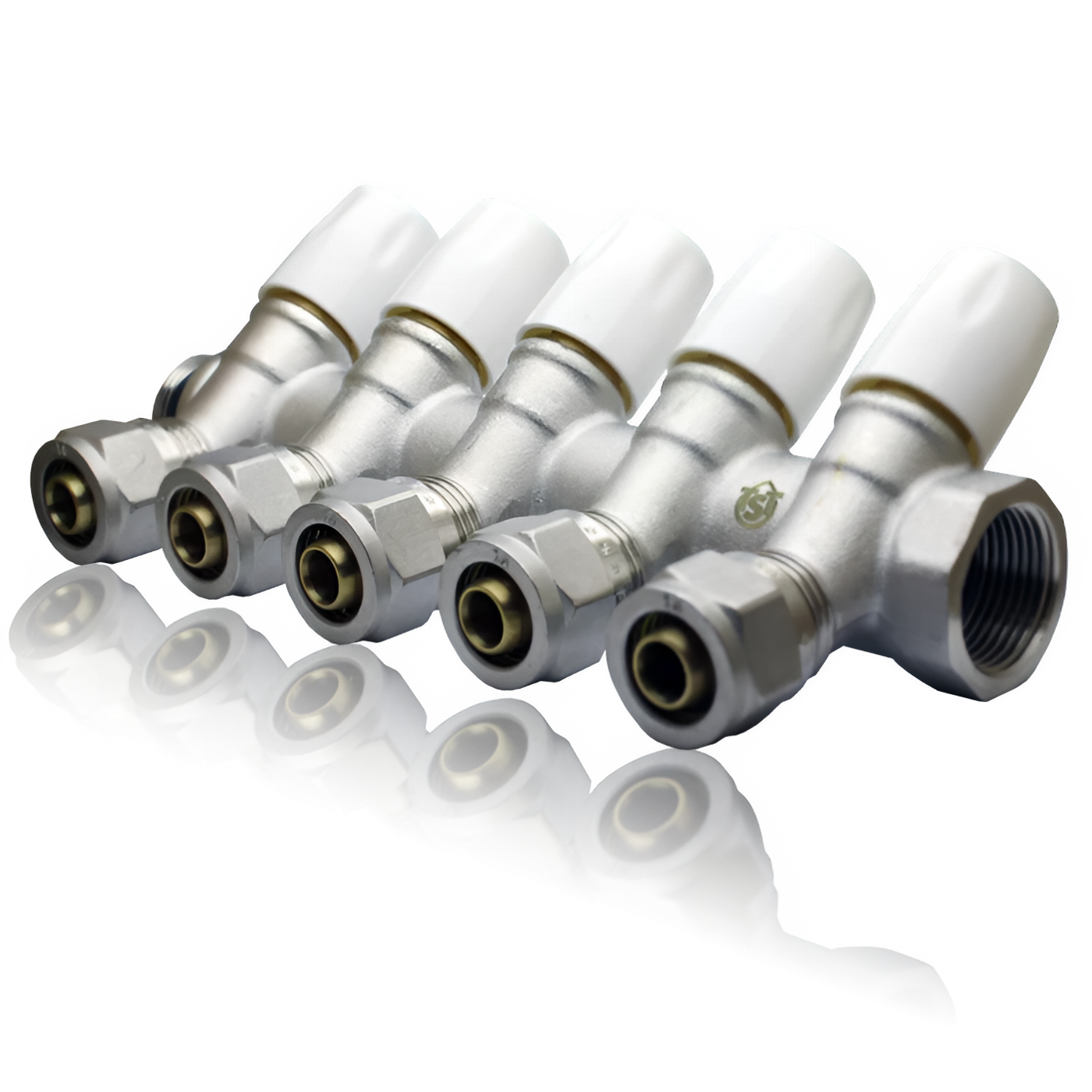 Коллектор TST регулируемый вентилями и цангами 3/4x16x5 выхода, син.