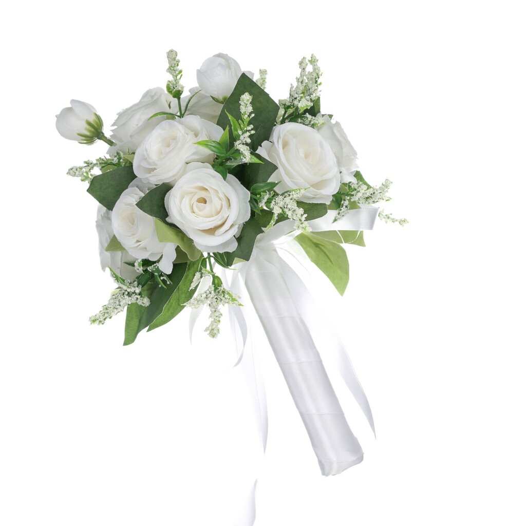 Элегантный Шелковый Букет Невесты С Розами Букет для Свадебной Церемонии Аксессуар для Фотосъемки для Украшения Фотосессии