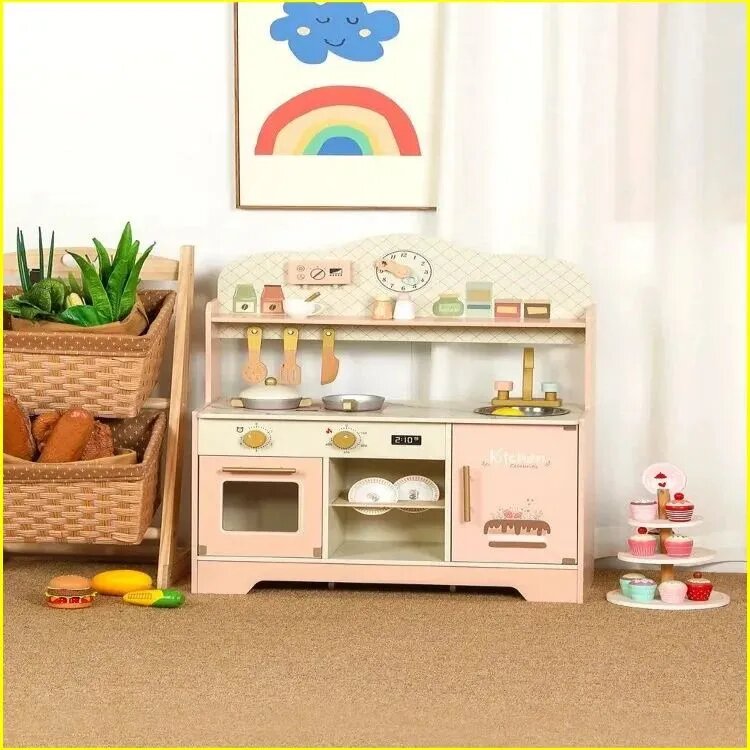 Кухня детская игровая деревянная, Деревянные игрушки, детские ролевые игры, 74см