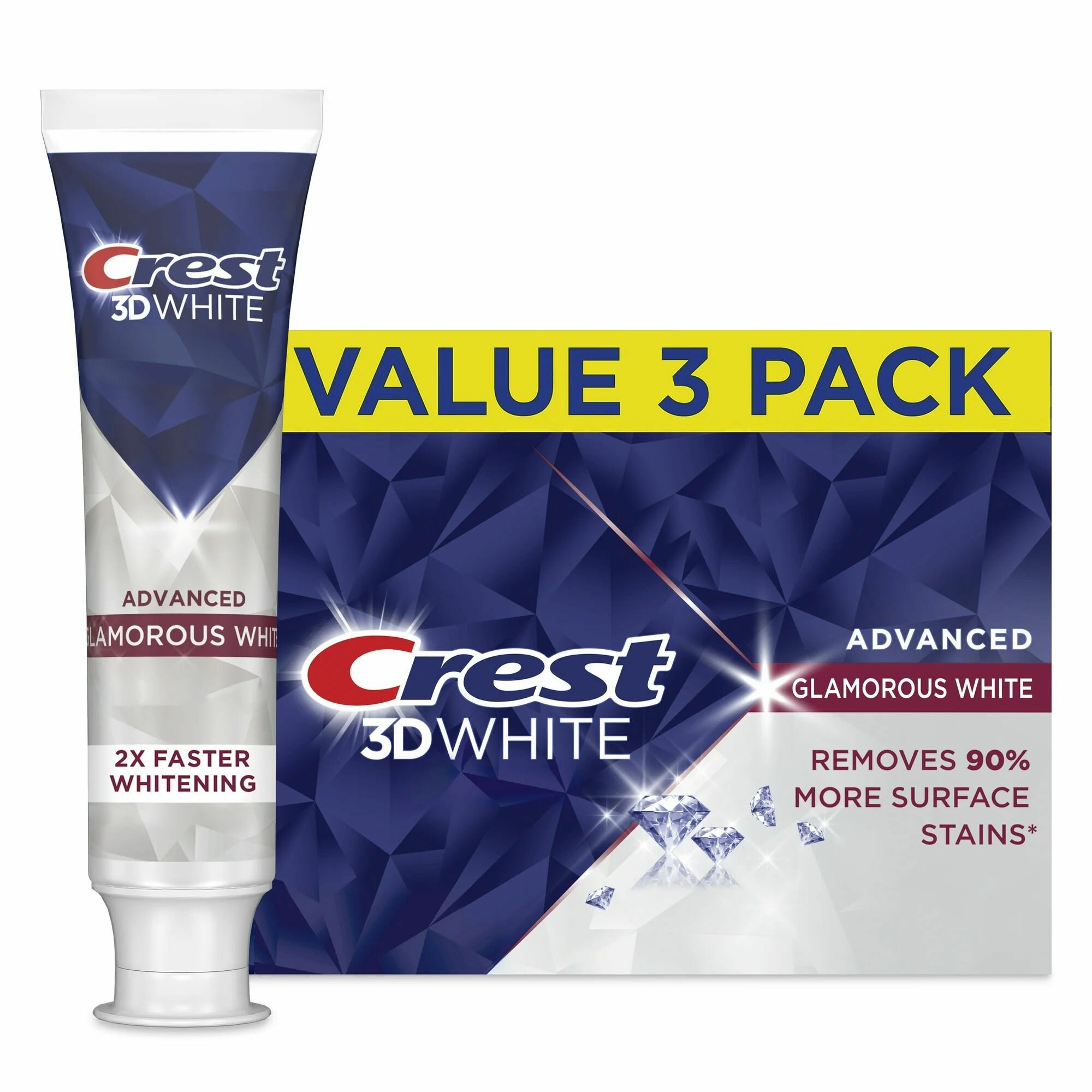 Отбеливающая зубная паста Crest 3D White Advanced Glamorous White New 93 g (комплект из 3-х зубных паст)(3)