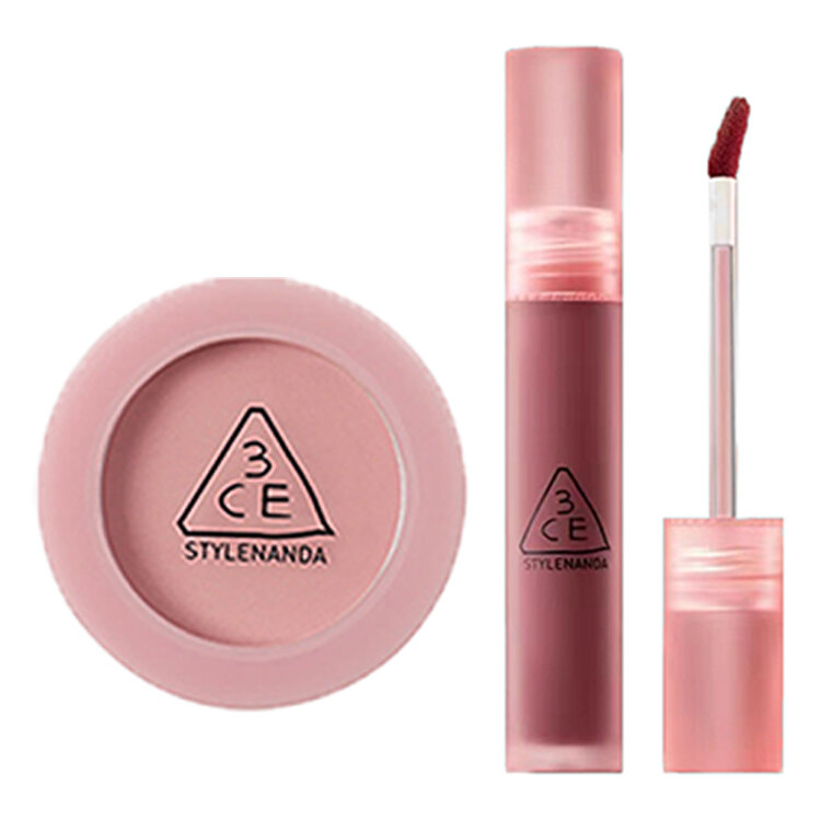 Набор жидкой помады женский 3CE Blush, оттенок CITY MAUVE+EARLY HOUR, натуральное матовое покрытие, набор из 2 шт