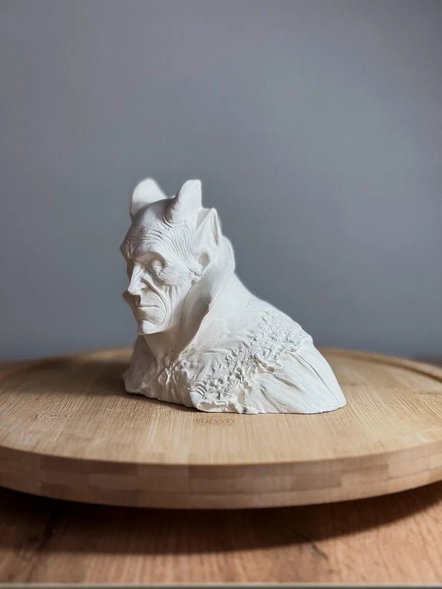 Статуэтка Кощей, 10 см, из гипса, ручная работа, без окрашивания — фото 1