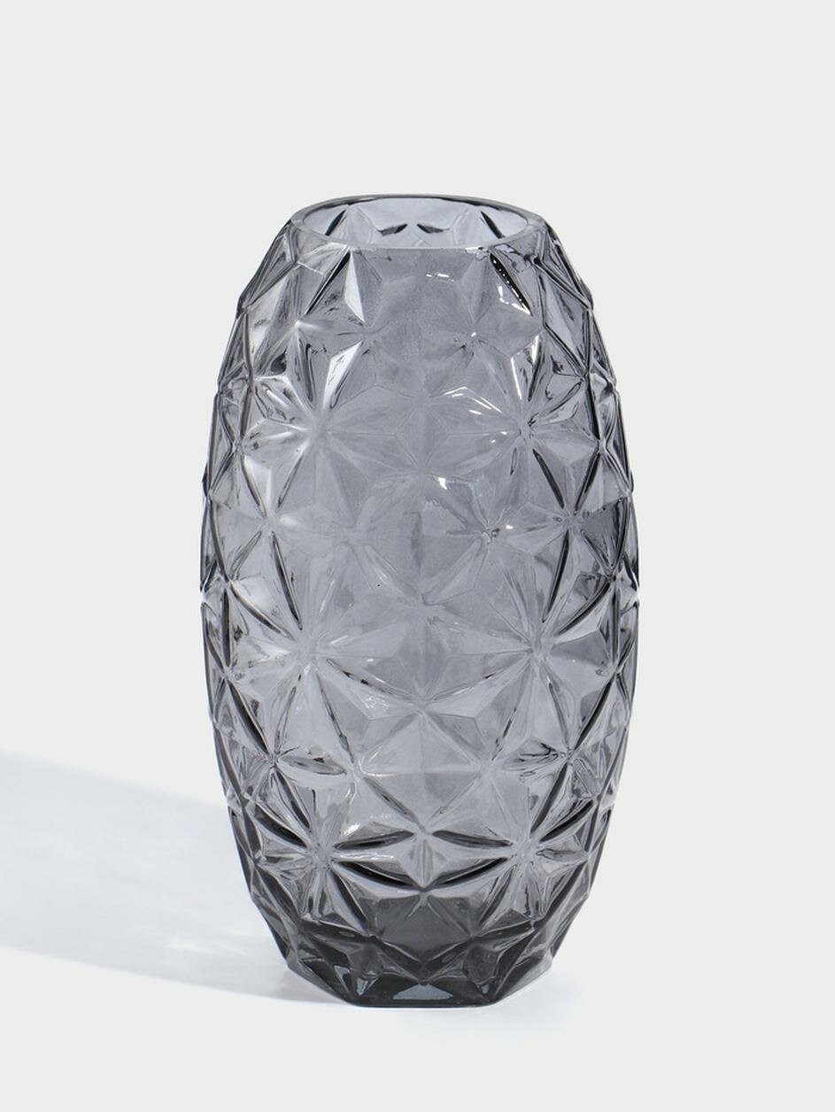 Ваза Yiwu Youda Import and Export "Гунвор", стекло, настольная, серая, 23x11 см