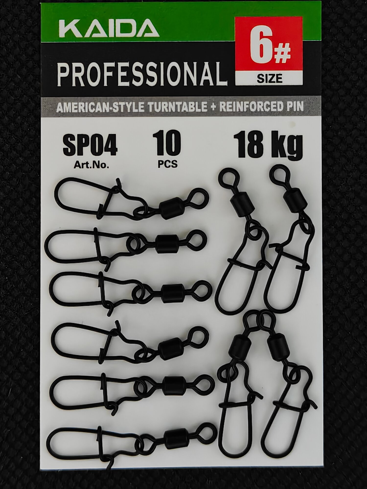 Карабин с вертлюгом Каида Professional SP04 #6 18кг 10шт