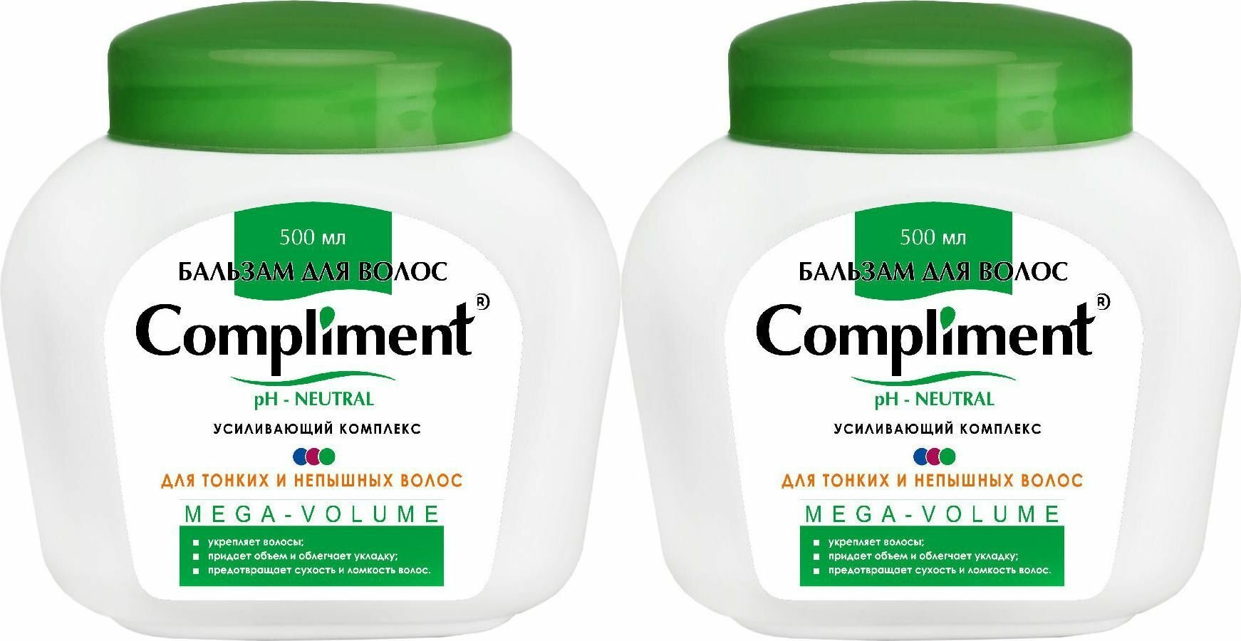 Compliment Бальзам для тонких волос Mega-Volume, 500 мл, 2 шт
