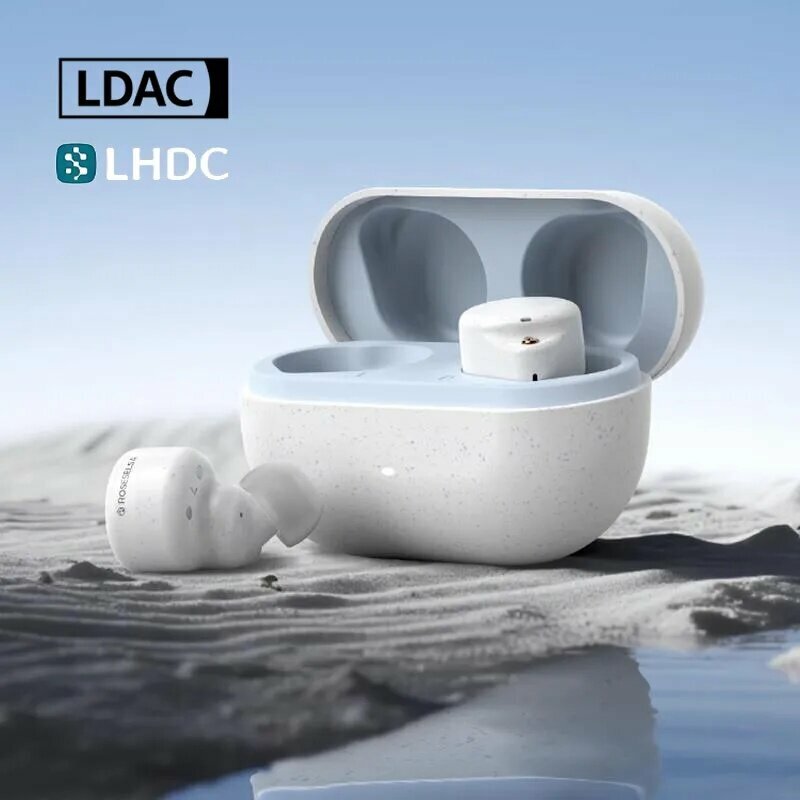 Roseselsa Наушники беспроводные с микрофоном Ceramics Ultra, Bluetooth, USB Type-C, белый, лазурный