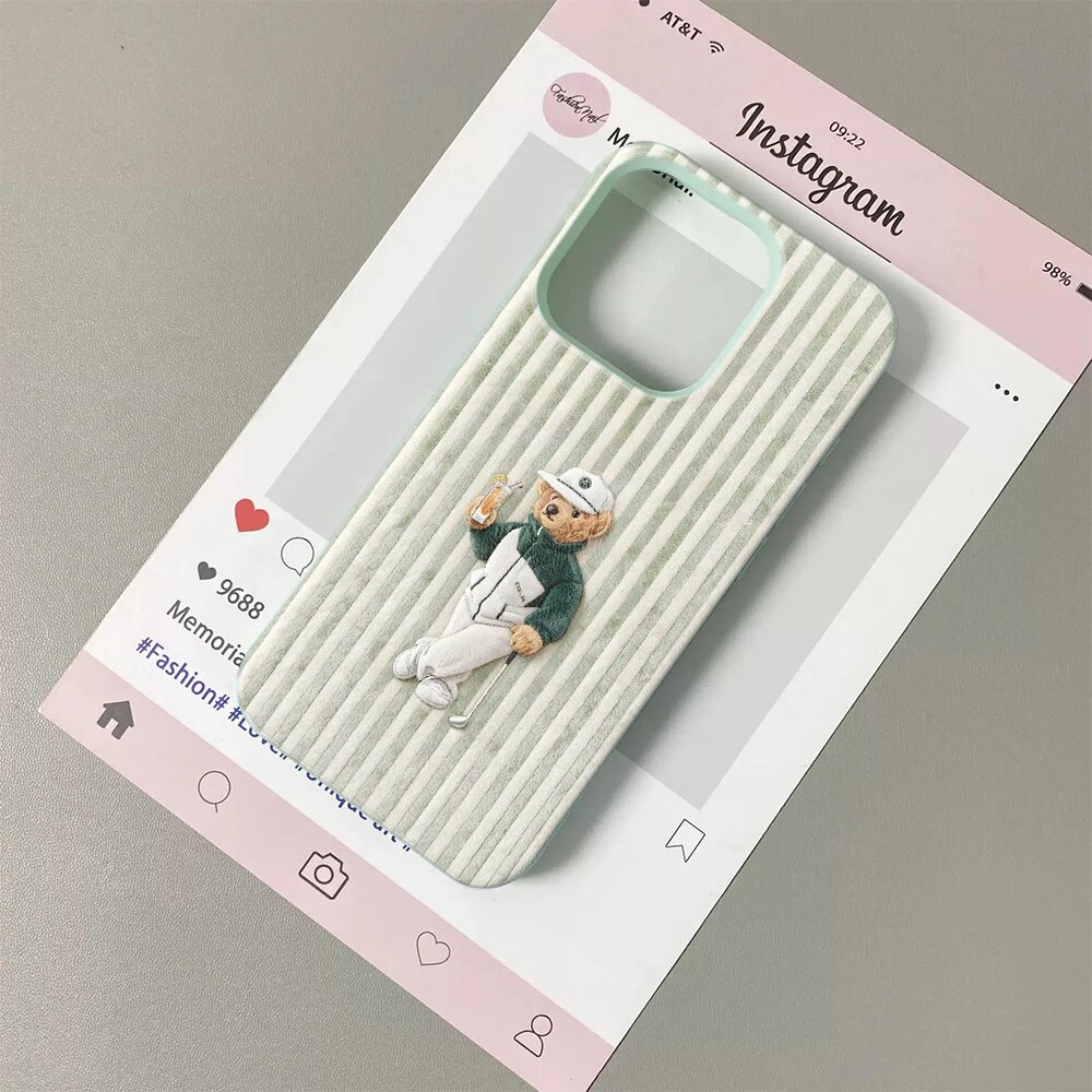 Чехол для телефона Golf Bear в полоску для iPhone 17 Air 16e 11 Green-HZHP2641717, For iphone 17 Pro