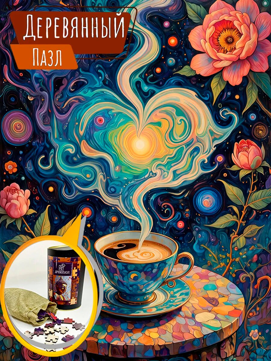 Деревянные пазлы чаша арт
