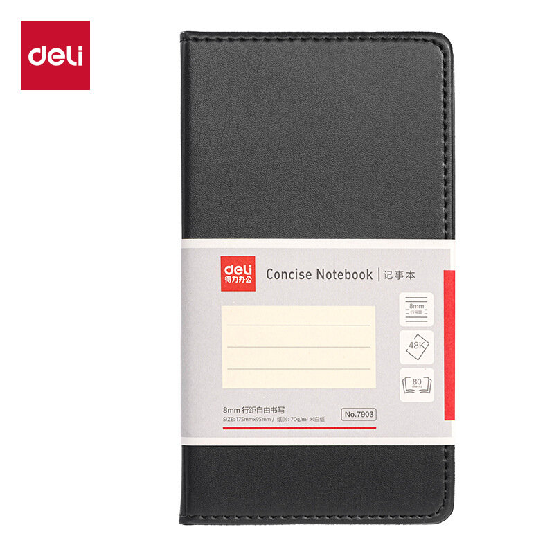 Кожаный блокнот Delix 7903 48K, 80 страниц, для деловых встреч и офиса, блокнот для записей