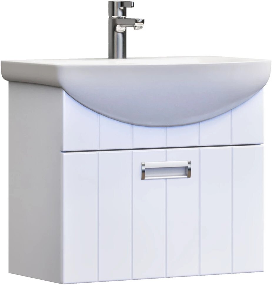 Тумба под раковину Vigo Diana tp. DIA. BAL.60.1Y 56 см, подвесная, белый глянец/белый матовый