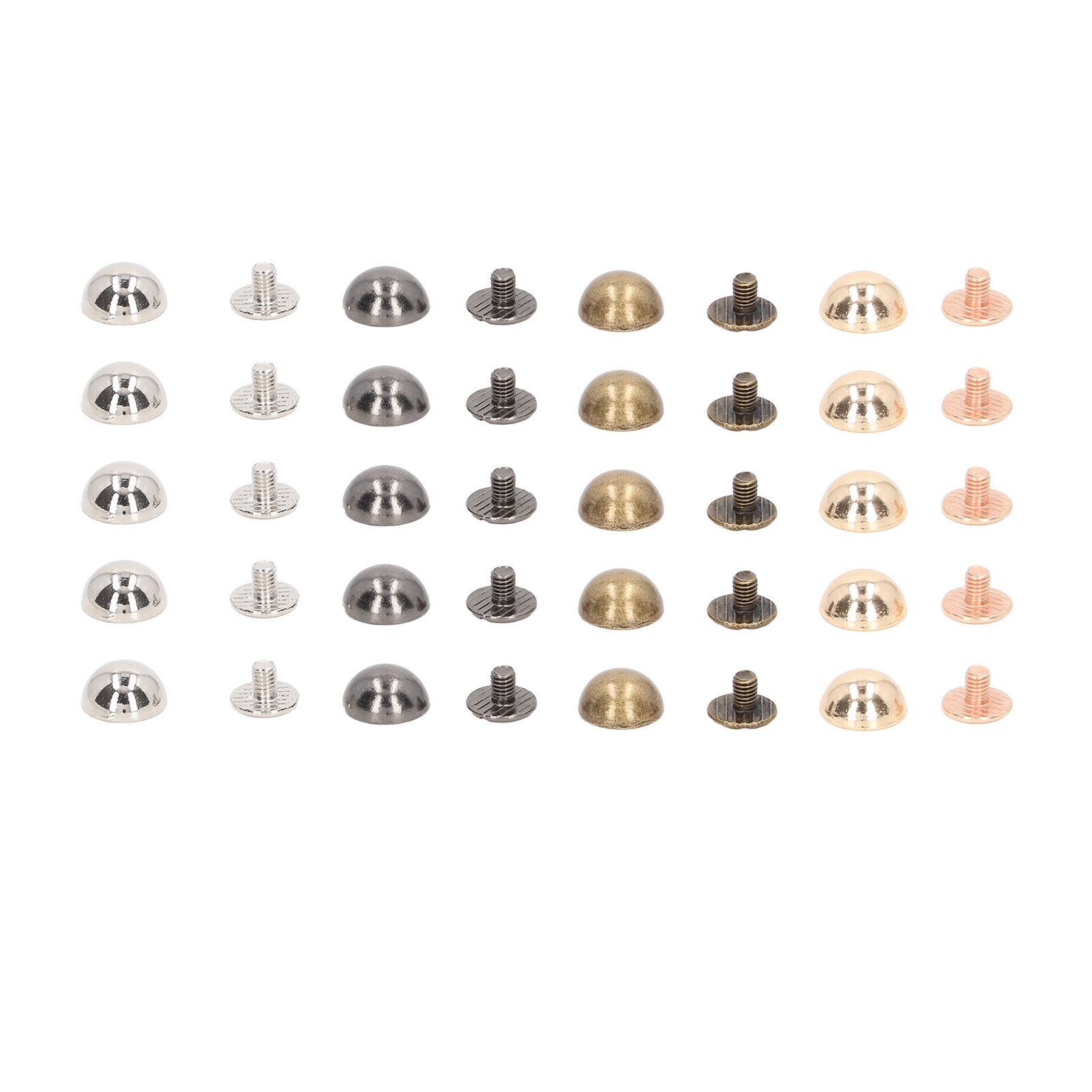 20 комплектов винтовых заклепок с куполообразной головкой, нержавеющие, 4 цвета, круглые головки, для декорирования одежды, обуви, сумок, ошейников для животных.