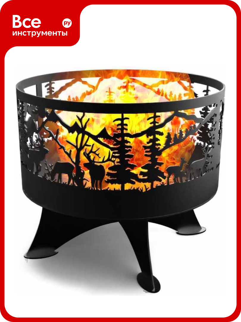 Костровая чаша профметстиль Олени 333, из горячекатаной стали СТ3/СТ2 (дно