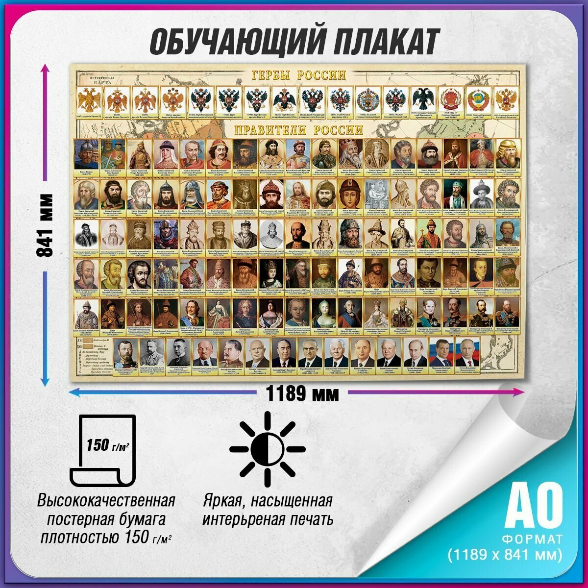 Плакат, стенгазета "Правители России" / А-0 (119x84 см)