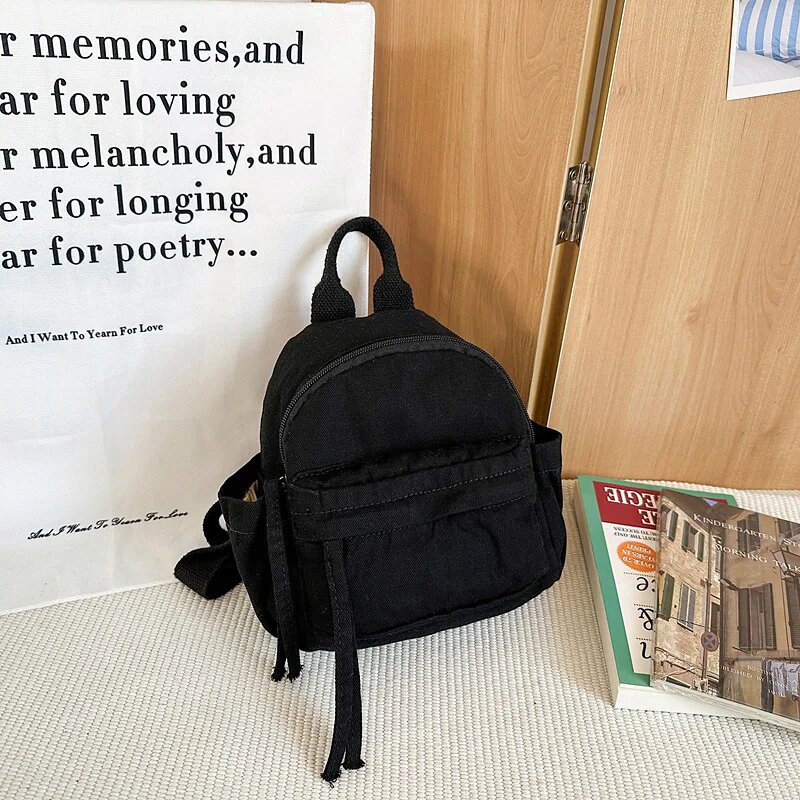 Холщовый рюкзак для женщин Маленький рюкзак Повседневные спортивные сумки Дорожный рюкзак Назад в школу Дизайнерская сумка Сумка Женская Bolsos Black