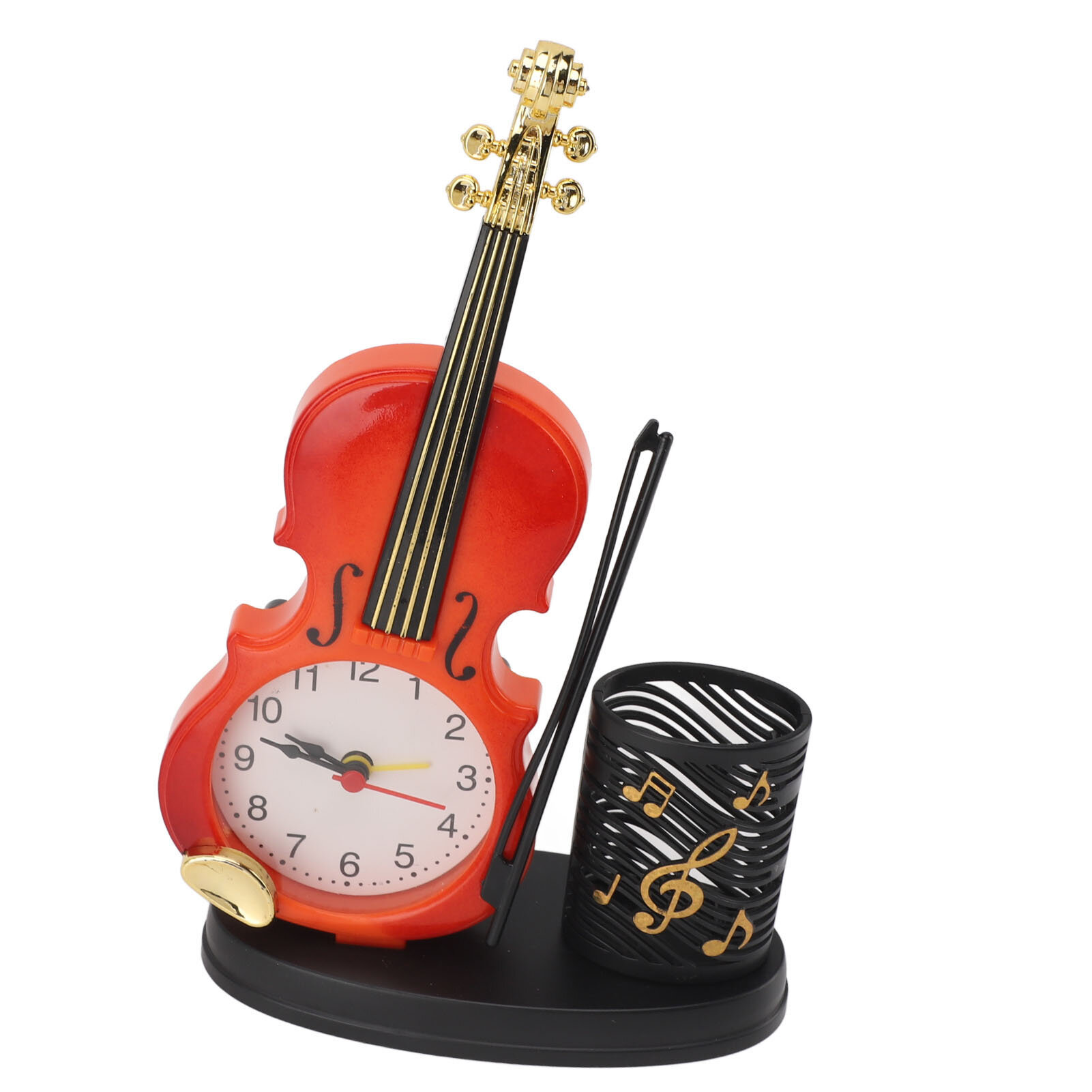 Будильник для скрипки Ретро Мода Точилка для карандашей Функциональный стол Будильник Форма скрипки Новинка Прикроватные часы для любителей музыки Коричневый