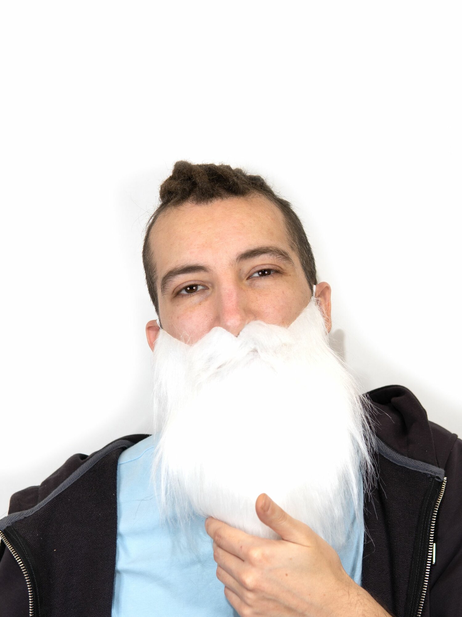 Полумаска-парик белая борода деда-мудреца и волшебника