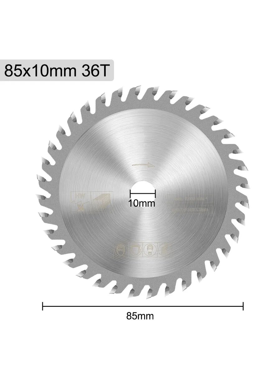 Диск пильный по дереву для болгарки 85х10х36T