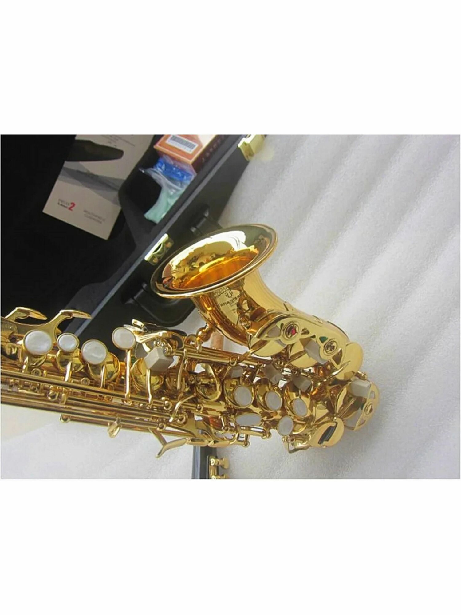 Высококачественный изогнутый сопрано-саксофон S-991 золотого цвета Bb, профессиональный игровой инструмент с жестким кейсом
