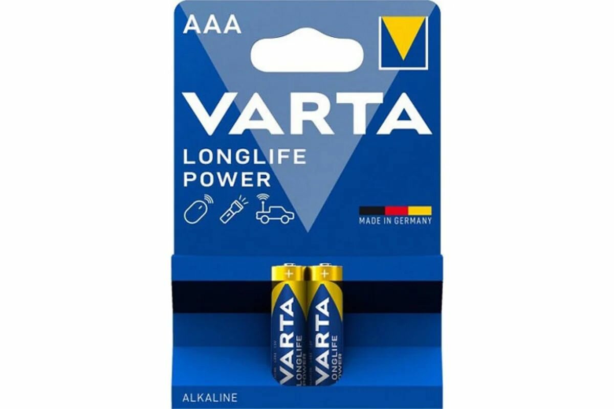 Батарейка VARTA Longlife Power LR03 AAA, 2 штуки (2 штуки в одном блистере)