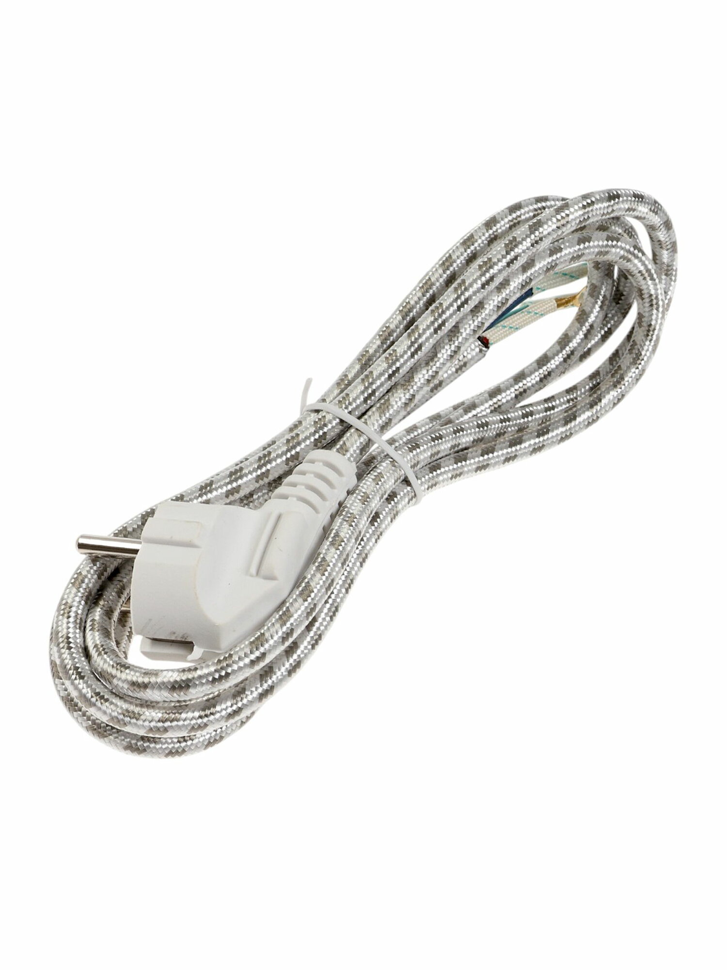 Шнур сетевой в тканевой оплетке с заземлением, 1.8 м, 2200 Вт, 3x0.75 м?2