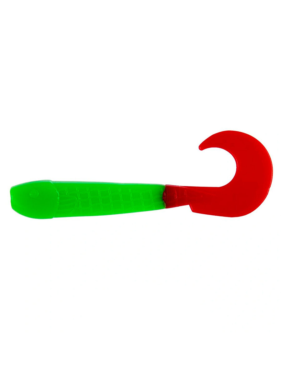 Твистер Helios Long Hybrid 3,55"/9,0 см Lime & Red 7шт. (HS-15-021)