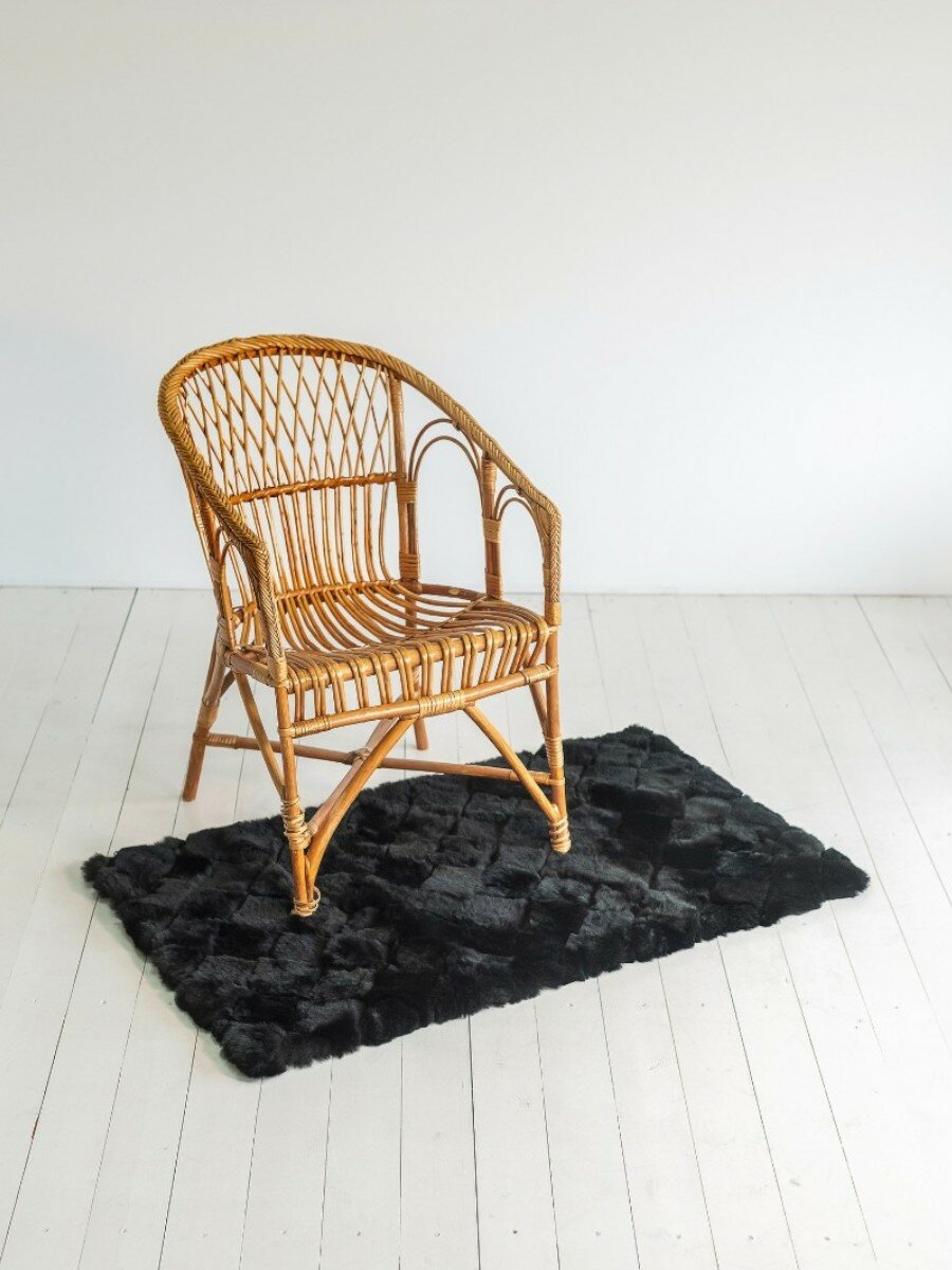 Натуральный овечий коврик Shkura-Dekor, натуральная шкура, черный