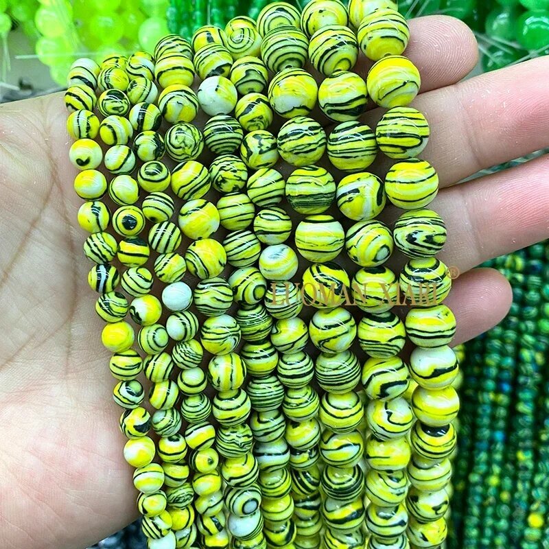 6/8/10/12 мм натуральный камень перский нефрит имитирует красочный малахит свободная бусина-разделитель для изготовления ювелирных изделий Diy аксессуары для браслетов