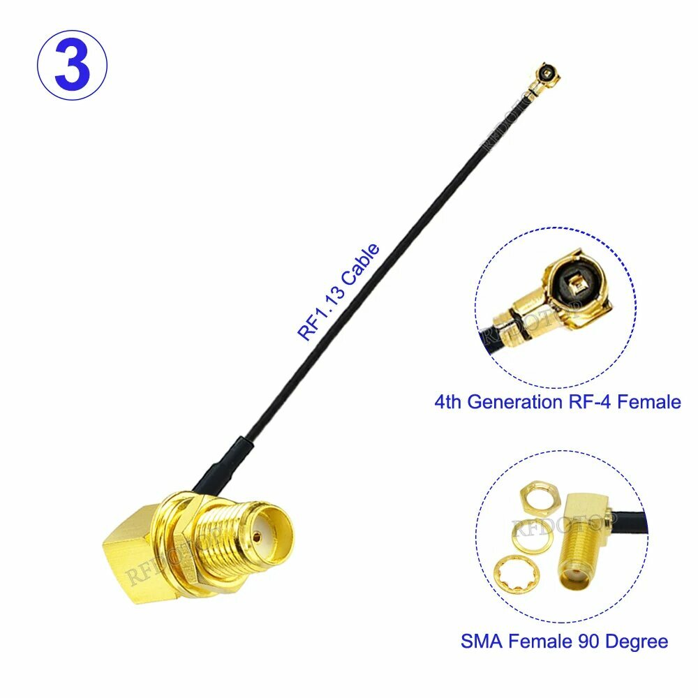 RFDOTOP RF кабели SMA-IPX-4 5-100см 20CM, SMA F90 to RF-4 F