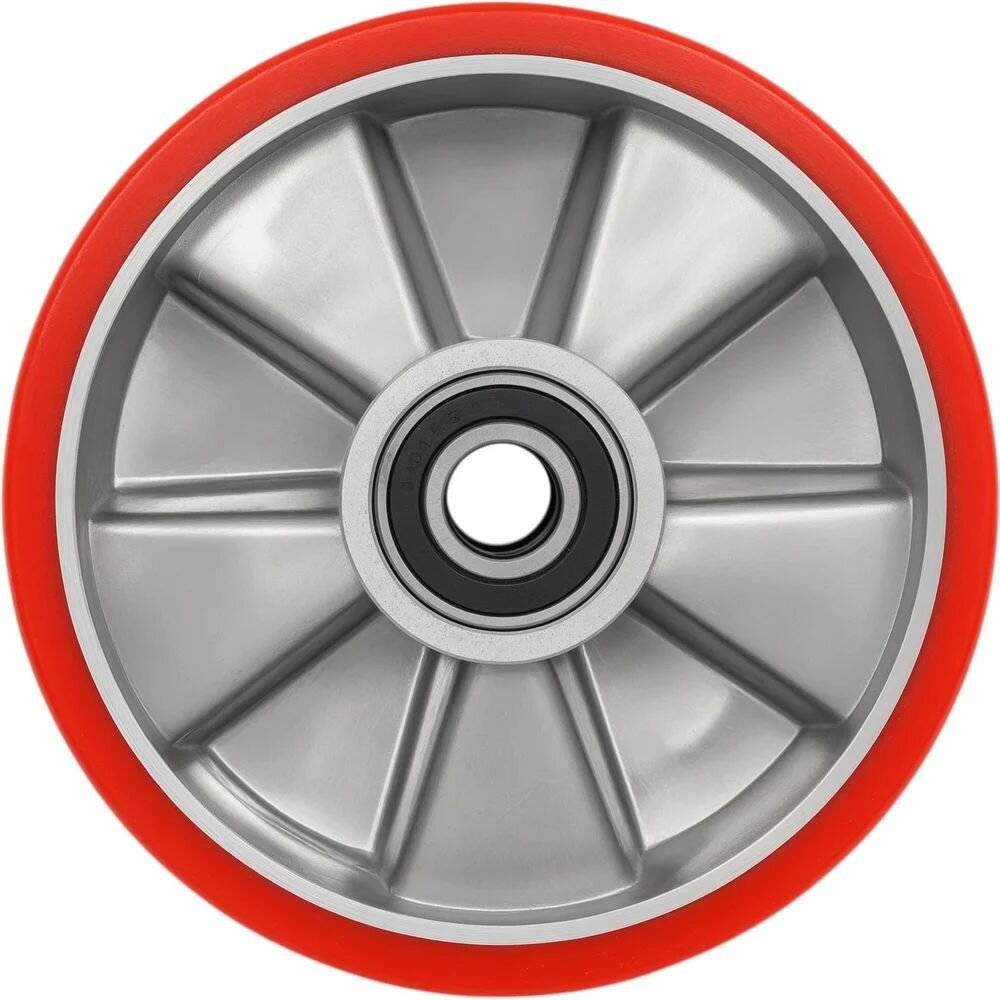 Колесо промышленное 180мм для тележки гидравлической, рохли с шариковым подшипником, ПУ/алюминий Gigant G-04-09-11