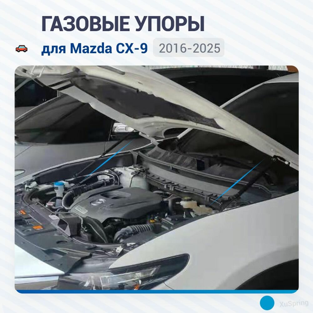 Кузовные запчасти, Газовые упоры (амортизаторы) капота для Mazda CX-9, Фронт, 2016-2025, к-т 2 шт