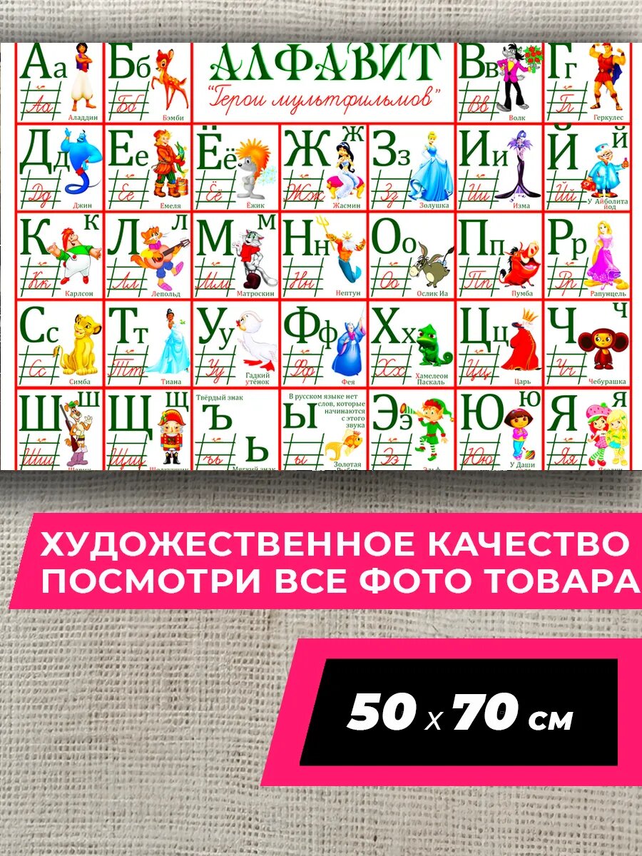 Плакат алфавит русский на стену прописной 50 на 70