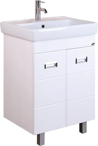 Тумба под раковину без столешницы Onika Балтика -Квадро 55.10 напольная, белая, глянцевая, из МДФ, тумба для ванной, с дверками