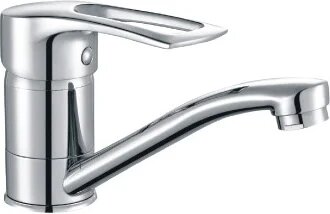 Смеситель для кухни Rossinka T T40-22 с поворотным изливом, хром, глянцевый, однорычажный, латунный, с керамическим картриджем