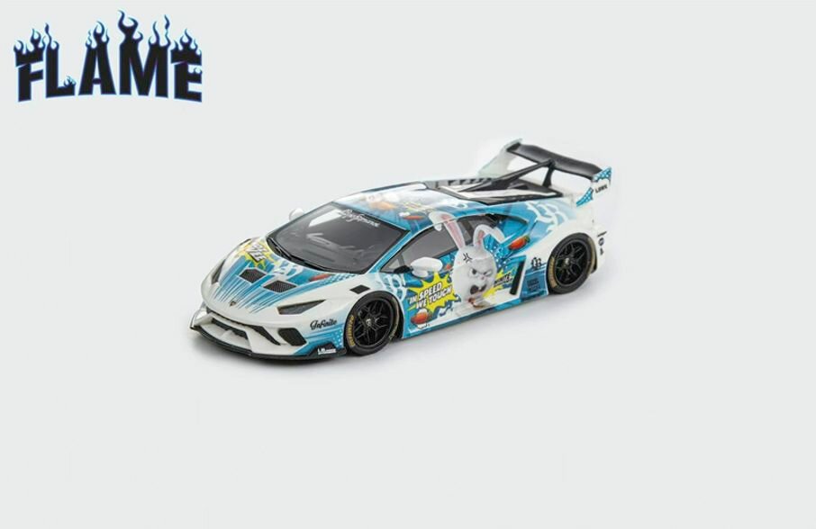 Коллекционная машинка Flame 1:64 Lamborghini Huracan GT Calf LP610 Hurricane LB Blue White Midnight Light